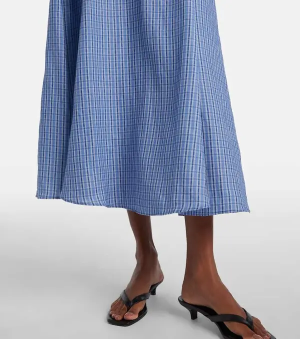 Faithfull The Brand Marais Checked Linen Midi Dress