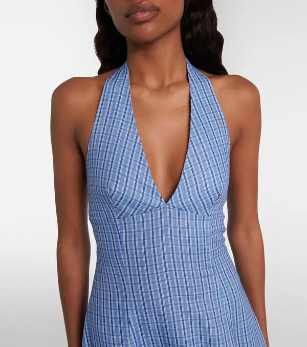 Faithfull The Brand Marais Checked Linen Midi Dress
