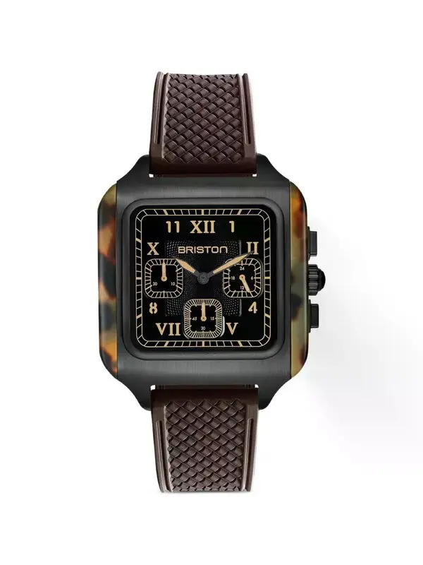 BRISTON 39mm Square Case Chronograph Watch - Black