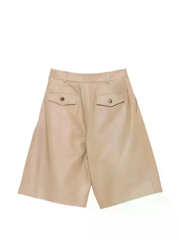 YVES SALOMON Pleated Leather Shorts