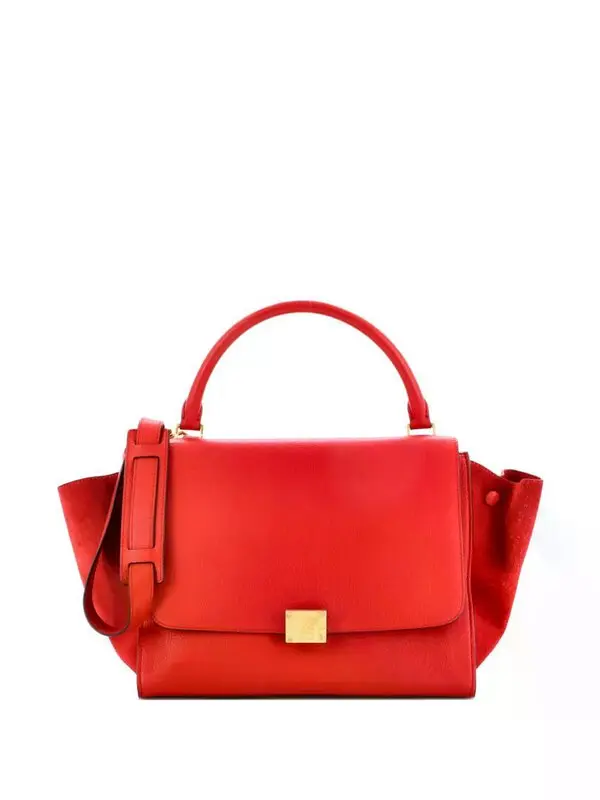 Celine Trapeze Leather Satchel - Red