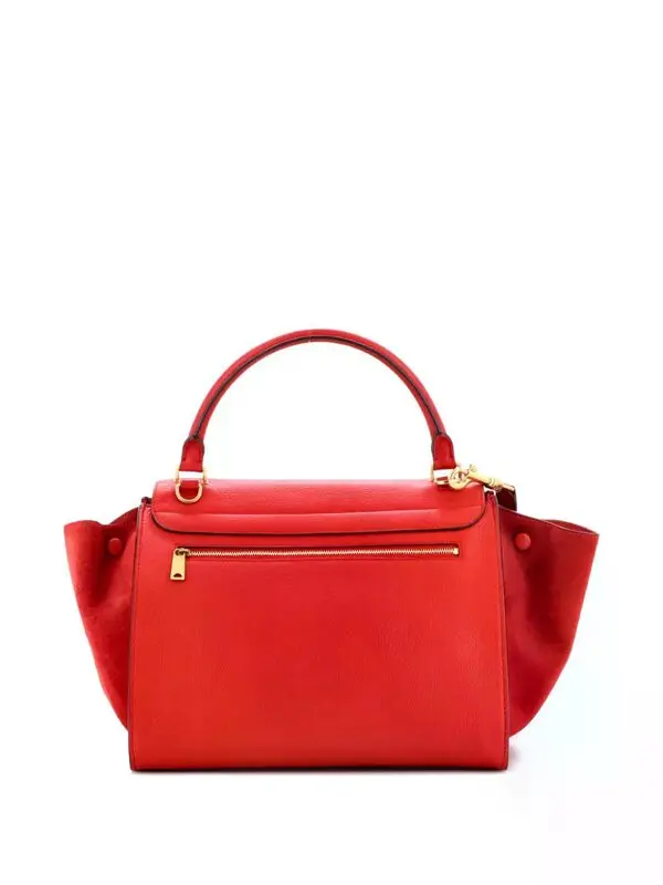 Celine Trapeze Leather Satchel - Red