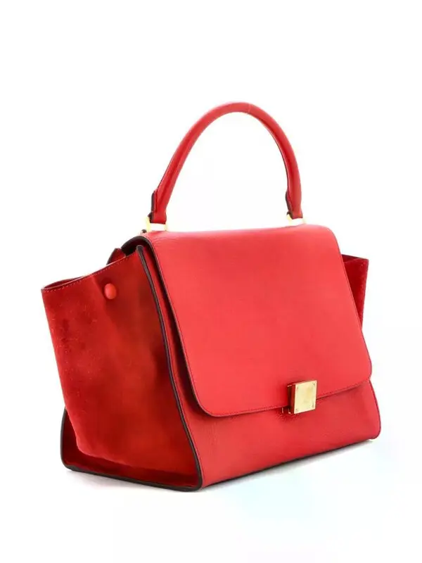 Celine Trapeze Leather Satchel - Red