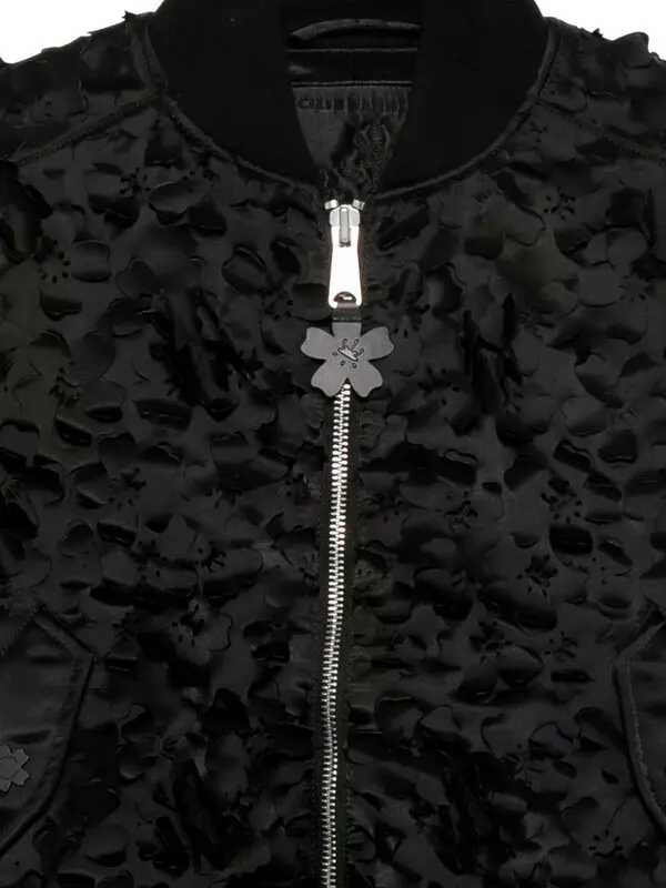Cecilie Bahnsen Floral Appliqué Cropped Bomber Jacket