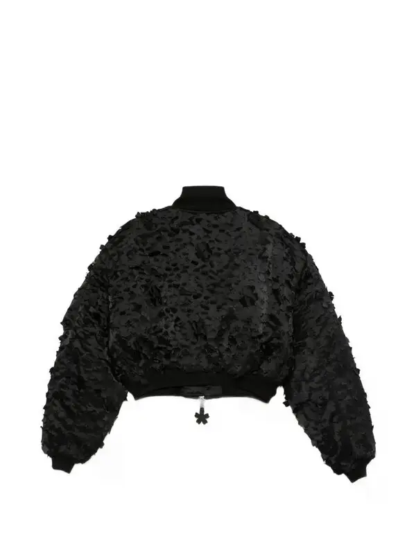 Cecilie Bahnsen Floral Appliqué Cropped Bomber Jacket