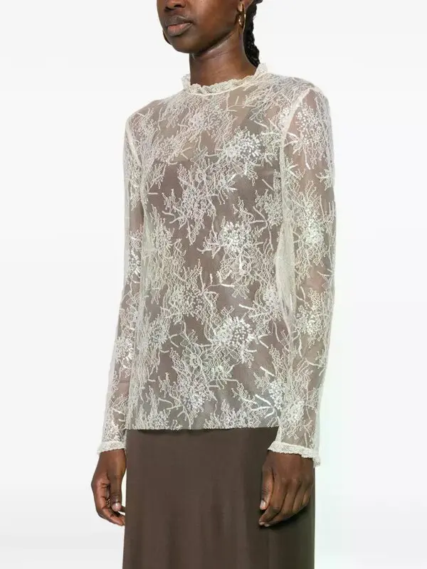 Alberta Ferretti Lace Floral Blouse