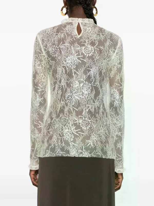 Alberta Ferretti Lace Floral Blouse