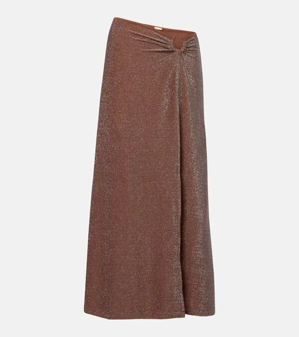 Johanna Ortiz Ring Detail Midi Skirt - Brown