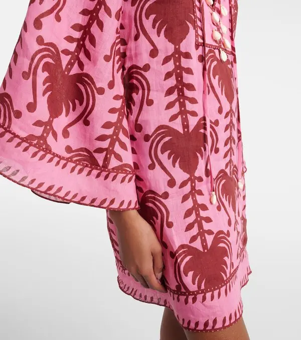 Johanna Ortiz Printed Linen Tunic - Pink