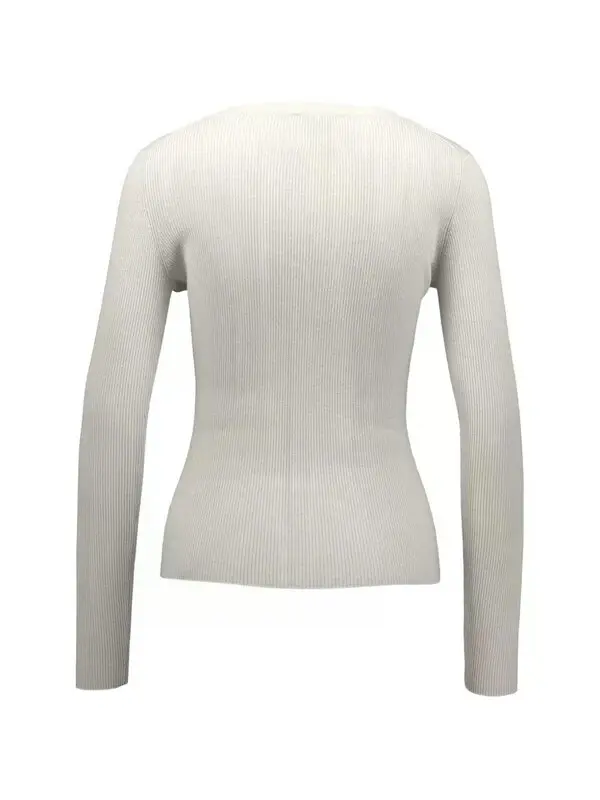 ALLUDE V-neck Ribbed Knitted Sweater