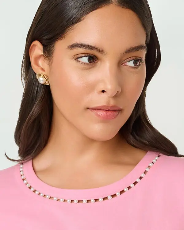 Lilly Pulitzer® Knit Top With Pearl Trim - Conch Shell Pink