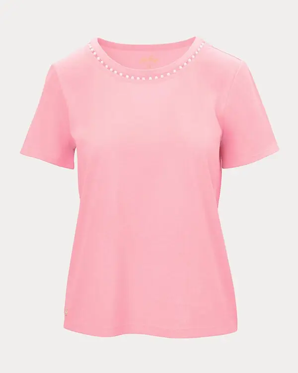 Lilly Pulitzer® Knit Top With Pearl Trim - Conch Shell Pink