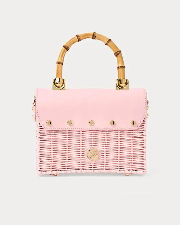 LILLY PULITZER Teighen Bow Wicker Bag - Pink Muse