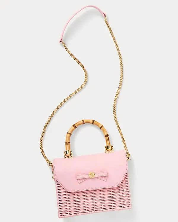LILLY PULITZER Teighen Bow Wicker Bag - Pink Muse