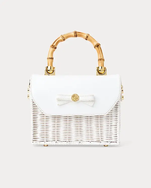 LILLY PULITZER Teighen Bow Wicker Bag - Resort White