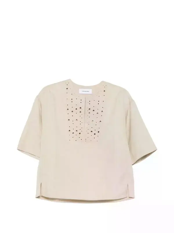 YVES SALOMON Cut-out Short-sleeve Top - Neutrals