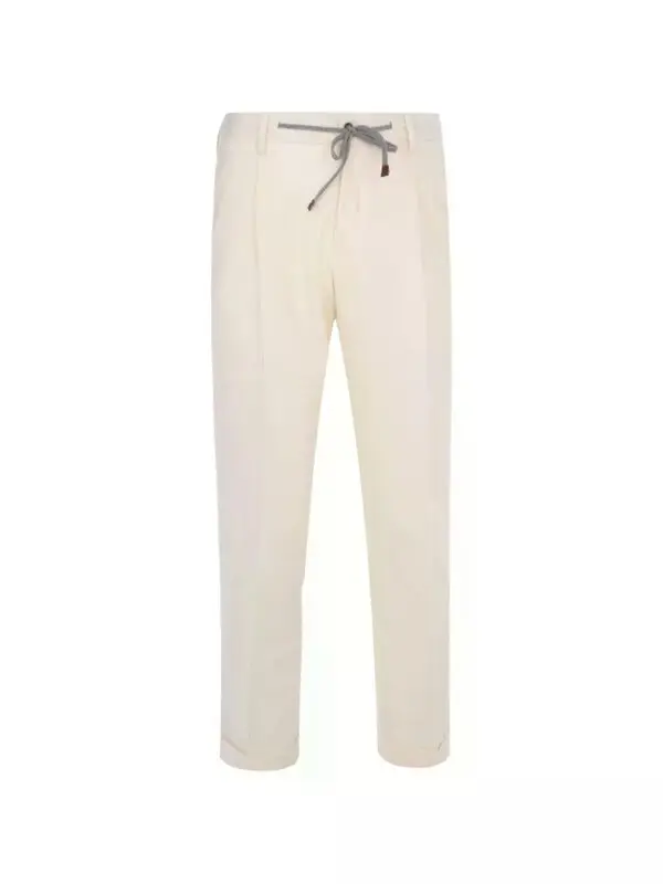 BARBA NAPOLI Roma Drawstring Pleated Trousers - Neutrals