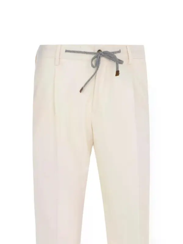 BARBA NAPOLI Roma Drawstring Pleated Trousers - Neutrals