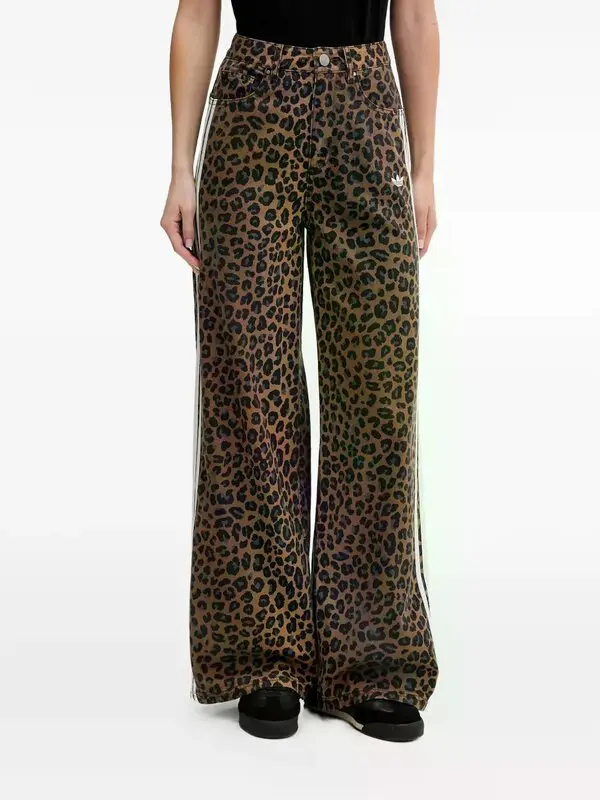 Adidas Leopard-print Wide Leg Jeans