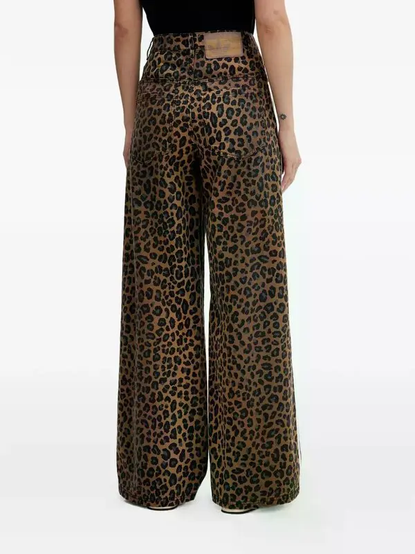 Adidas Leopard-print Wide Leg Jeans
