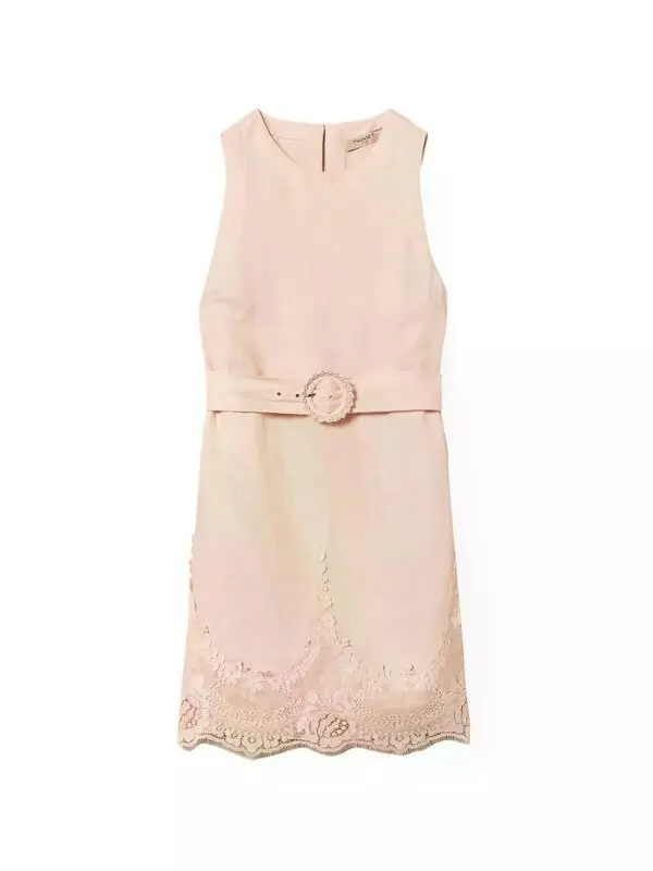 TWINSET Lace-trim Belted Dress - Pink