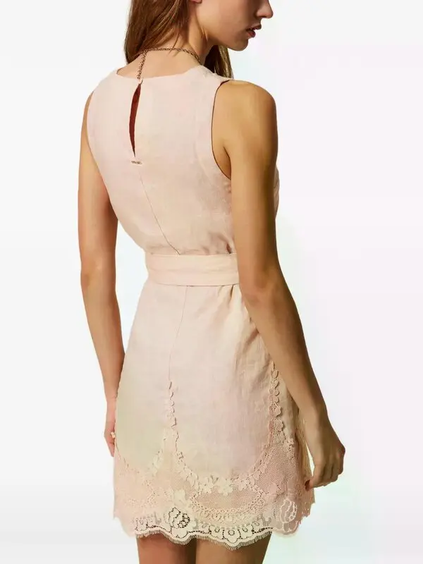 TWINSET Lace-trim Belted Dress - Pink