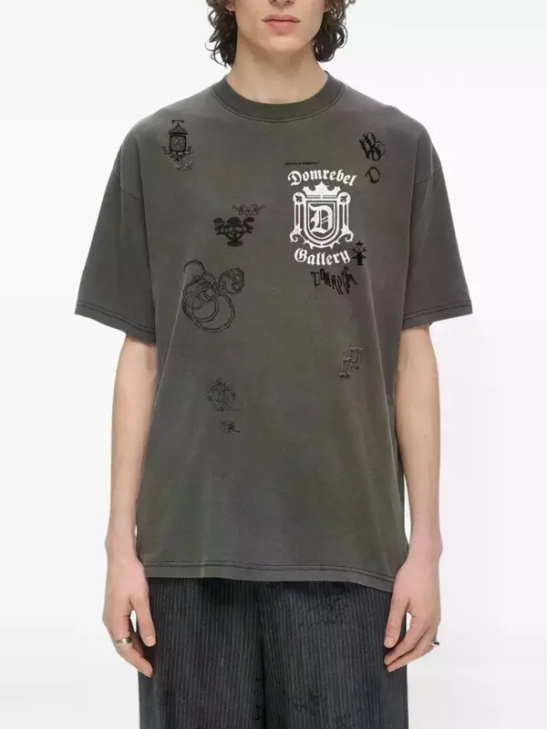 DOMREBEL Lion Crest Print T-shirt - Grey