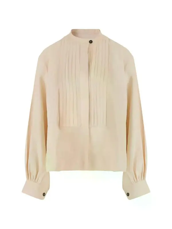 JIL SANDER Pleated Mandarin-collar Shirt