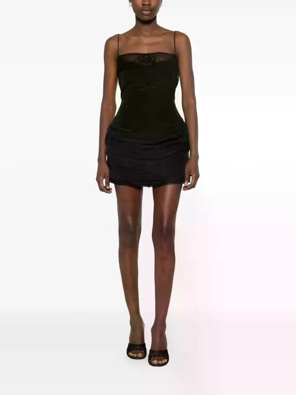 Magda Butrym Lace-trim Gathered Mini Dress - Black