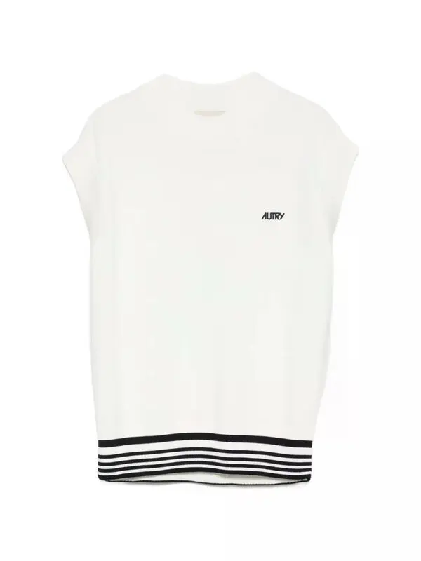 AUTRY Stripe-detailed Knitted Vest - White
