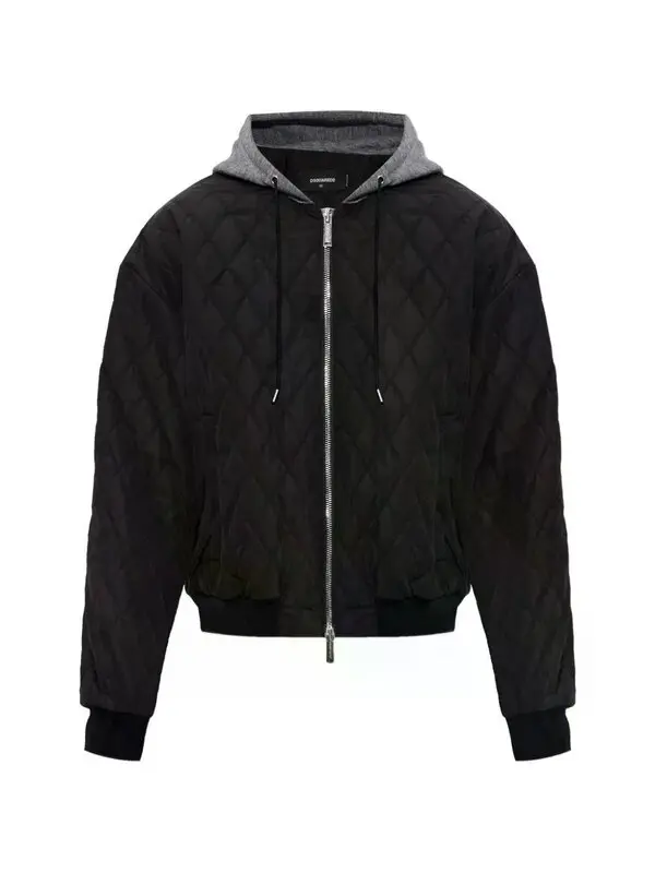 Dsquared2 Hooded Quilted Bomber Jacket - Black