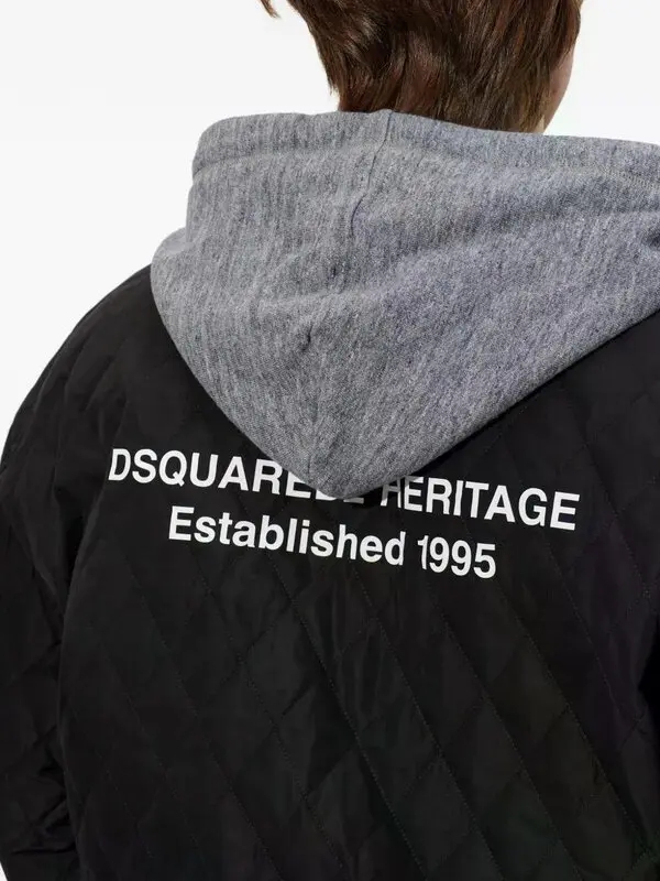 Dsquared2 Hooded Quilted Bomber Jacket - Black