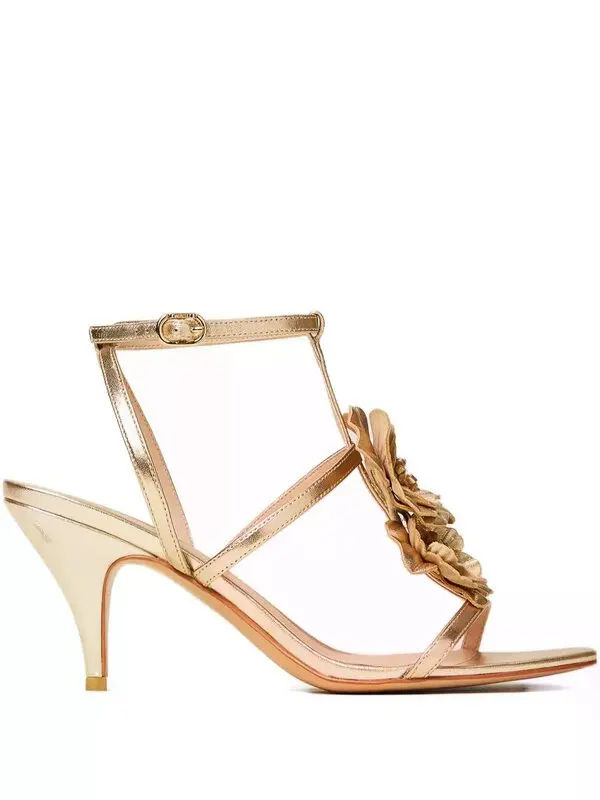 TWINSET Flower Appliqué Strappy Sandals