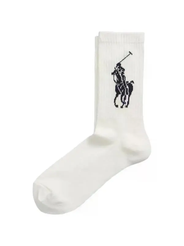 Polo Ralph Lauren Logo Ribbed Knit Socks - White