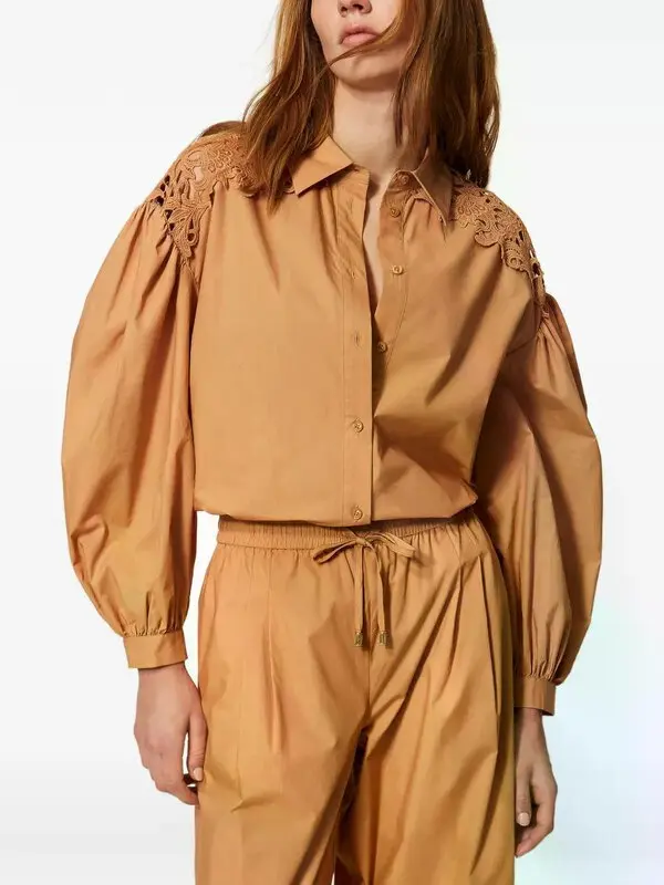 TWINSET Poplin Shirt With Macramé Inserts