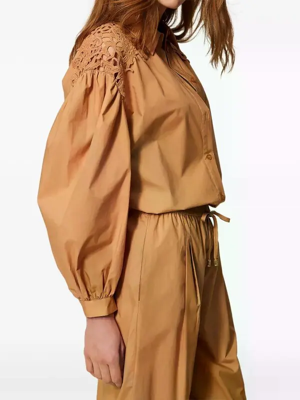 TWINSET Poplin Shirt With Macramé Inserts