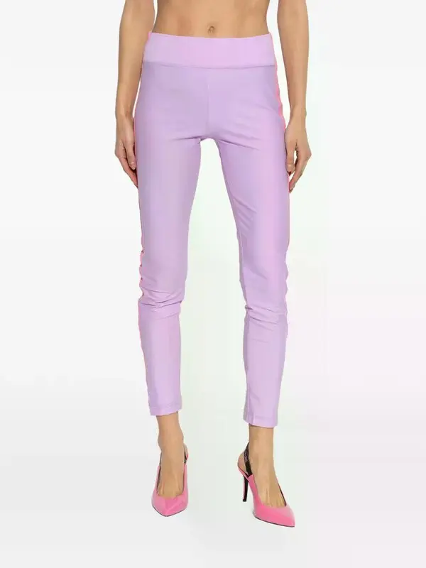 Versace Stripe-detail Leggings - Purple