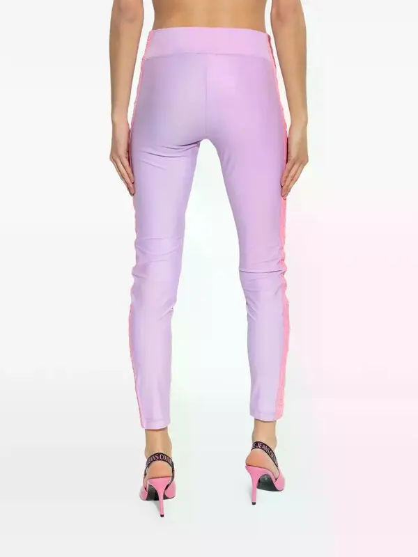 Versace Stripe-detail Leggings - Purple