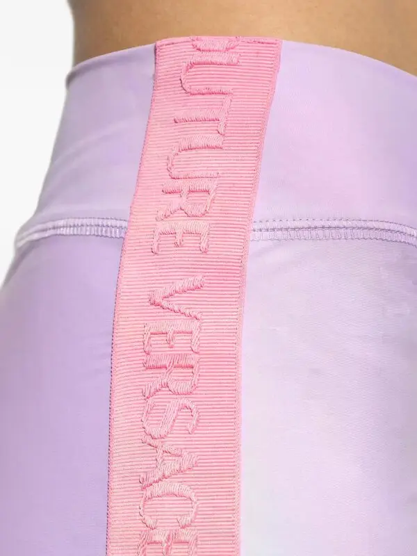 Versace Stripe-detail Leggings - Purple