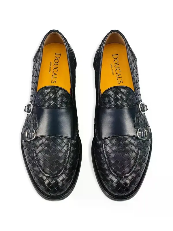 DOUCAL'S Woven Double-buckle Loafers - Blue