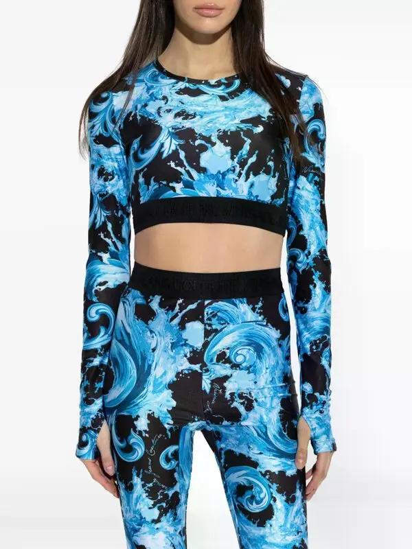 Versace Printed Long-sleeve Crop Top