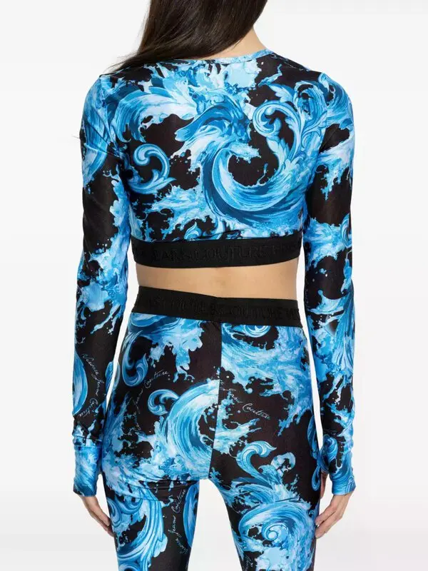 Versace Printed Long-sleeve Crop Top