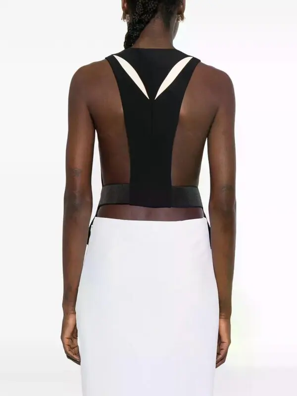 Elisabetta Franchi Waistcoat In Lightweight Crêpe With Two-colour Cut-outs - Black