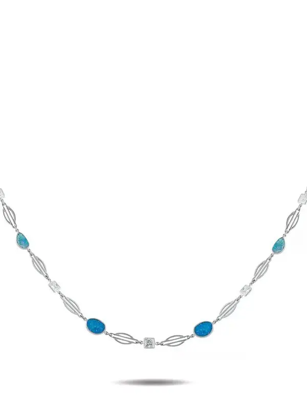 LB EXCLUSIVE Diamond And Opal Necklace - Silver