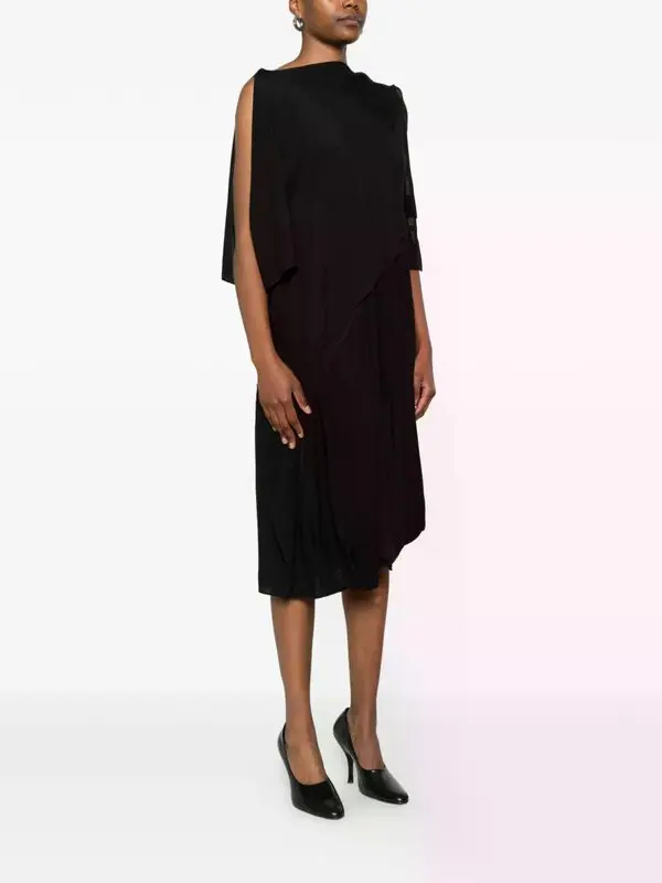 High Asymmetric Layered Midi Dress