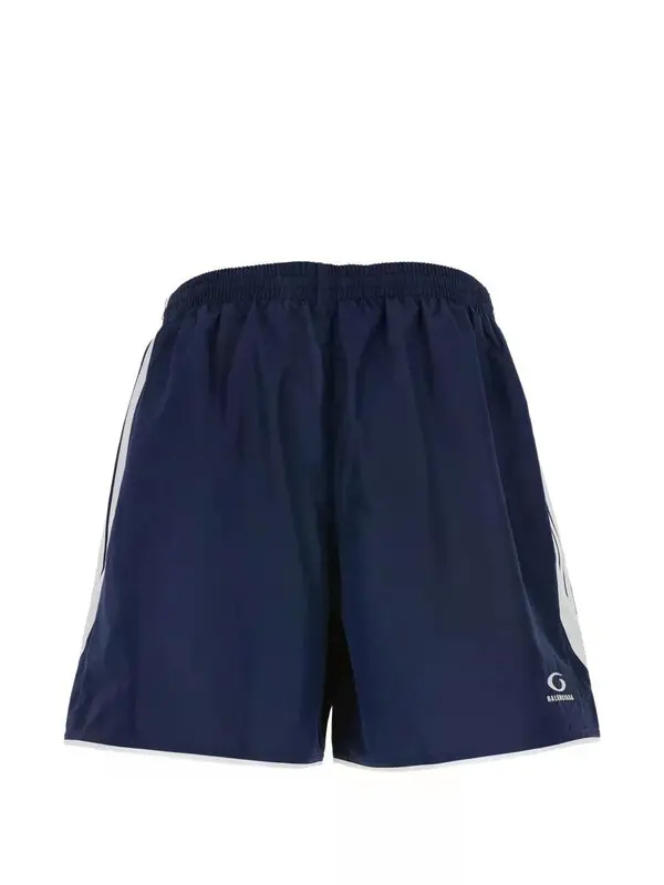 Balenciaga Logo-print Stripe-detail Shorts - Blue