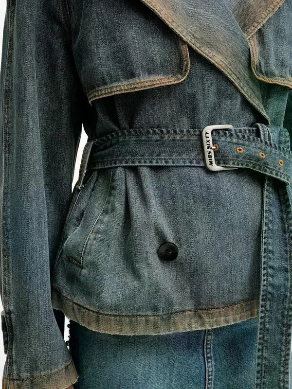 Miss Sixty Belted Double-breasted Denim Jacket
