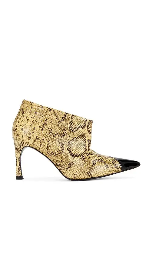 ROTATE BY BIRGER CHRISTENSEN Pointed Toe Stiletto Heel Boots With Embossed Leather And Patent Detail