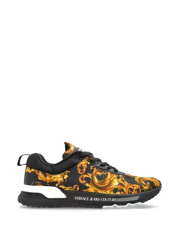 Versace Baroque-pattern Sneakers - Black