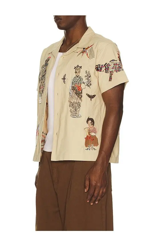 SAMUEL ZELIG Collage Camp Shirt In . Also - White